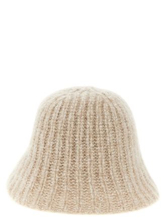 Brunello Cucinelli Cashmere Micro-Sequin Bucket Hat - Beige