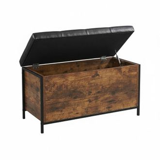 Relaxdays Relaxdays Sitzbank, Stauraum, gepolstert, Kunstleder, Industrial, HBT: 50x80x40 cm, Sitztruhe Flur, dunkelbraun/schwarz