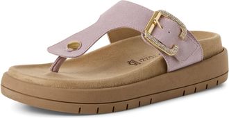 Marco Tozzi Damen Zehentrenner aus Leder mit Schlie&szlig;e, Lila (Lavender), 37 EU