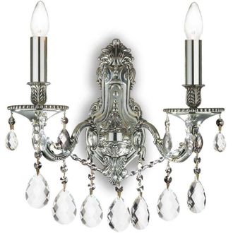 Ideal Lux Ideal Lux - Gioconda - Applique murale &agrave; 2 ampoules pour bougie dint&eacute;rieur argent avec cristaux, E14