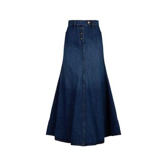 A.W.A.K.E. Jupe &eacute;vas&eacute;e &agrave; d&eacute;coupe en denim de coton