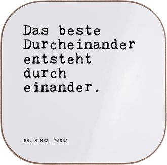 Mr. & Mrs. Panda Untersetzer für Gläser Das Beste Durcheinander entsteht... - Geschenk, Coaster, Tischschoner, Sprüche, Spruch Weisheiten Zitate Lustig Weisheit Worte,
