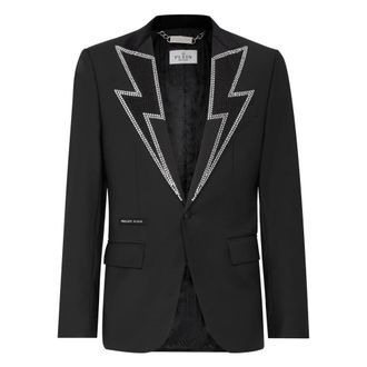 Philipp Plein Homme, Vestes, Noir, Taille: M Blazer Lord Fit avec Cristaux