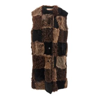 Marni Femme, Vestes, Brun, Taille: 36 FR Longline Shearling Vest