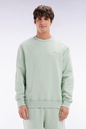 Eden Park Sweatshirt Surteint &Agrave; Col Rond En Molleton Coton Vert Deau Coupe D&eacute;contract&eacute;e