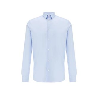 Au Printemps Paris Schmales Baumwollhemd - Blau