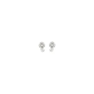 Self Portrait Crystal Flower Earrings - Silver