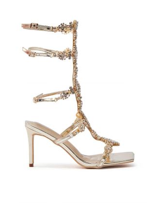 Azalea Wang Azalea Wang - Jonquil - Sandaletten in Gold mit verzierten Riemen und Absatz-Goldfarben