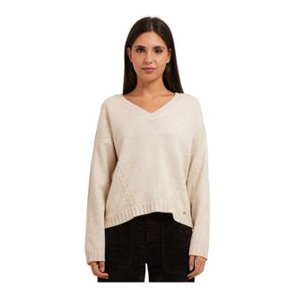 Gaud&igrave; Femme, Pulls, Beige, Taille: 42 FR Pull col V &eacute;vas&eacute;