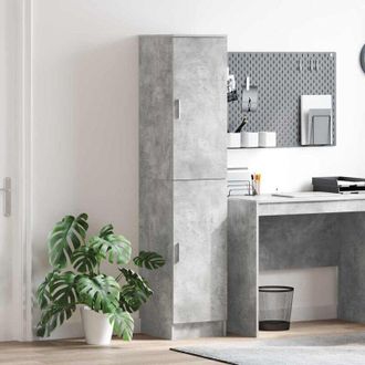 vidaXL Vidaxl - Highboard gris b&eacute;ton 35 x 39 x 168 cm - Bois ding&eacute;nierie - Avec porte - Assemblage facile - Rangement &eacute;l&eacute;gant pour salon moderne