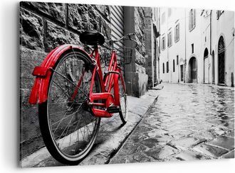 Arttor Bilder auf Leinwand 100x70cm Leinwandbild Stra&szlig;e Fahrrad Kopfsteinpflaster Geb&auml;ude Gro&szlig; Wanddeko Bild Schlafzimmer Deko Wandbilder Dekoration Wohnzimm