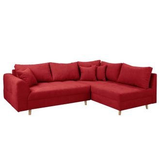 Norrwood home24 Ecksofa Meyford Rot Microfaser Enza 230 x 85 x 160cm Ottomane davorstehend rechts ohne Hocker Skandi