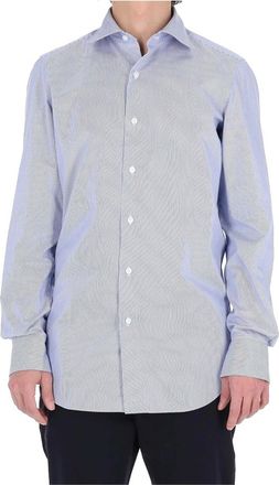 Finamore Homme, Chemises, Blanc, Taille: 2XL Camicia sartoriale bacchettata in twill 120s
