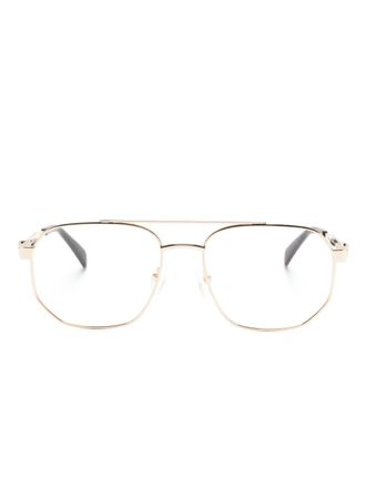 Alexander McQueen Eyewear lunettes de soleil &agrave; monture pilote grav&eacute;e - Or