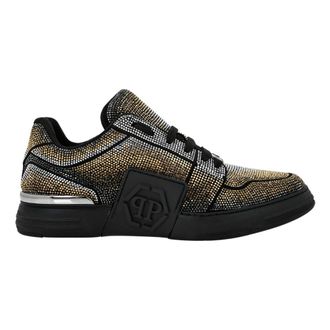 Philipp Plein unisex, Chaussures, Brun, Taille: 42 EU Baskets basses en daim Strass Hexagone