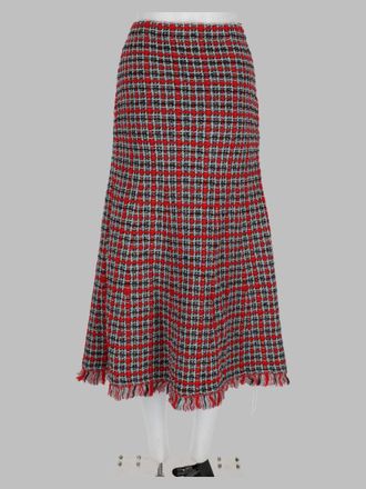 Self Portrait Fringed Knit Skirt - Red