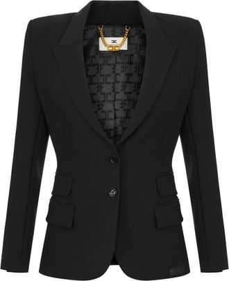 Elisabetta Franchi Einreihiger Slim-Blazer - - Jackets - Damen - Schwarzk - 2XL
