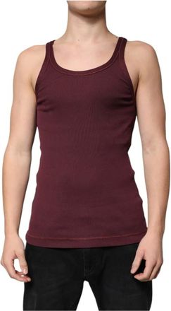 Dolce & Gabbana Homme, Tops, Brun, Taille: L D&eacute;bardeur en Coton Bordeaux