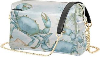 Mnsruu Sacs à bandoulière pour femme, sac à main en cuir imprimé crabe vintage