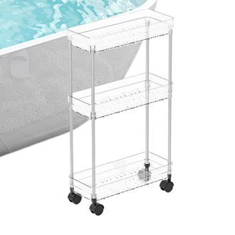 Generic 3/4-stöckiger Aufbewahrungswagen, Ausziehbarer, Schmaler Roller, mobiler Aufbewahrungsregal-Organizer für Küche, Badezimmer, Waschküche, Schlafzimmer,
