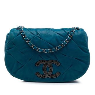 Chanel Pre-owned Sac bandouli&egrave;re en cuir de veau iris&eacute; - Femme - Pre-owned - Bleu - Taille: ONE Size