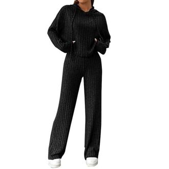 Generico MJGkhiy Combinaison Femme Complet Tricot &Eacute;l&eacute;gant Deux Pi&egrave;ces Tricot&eacute; Pull Et Pantalon Jambe Large Complet Laine Hiver Doux Ensemble Coordonn&eacute; Chaud Au