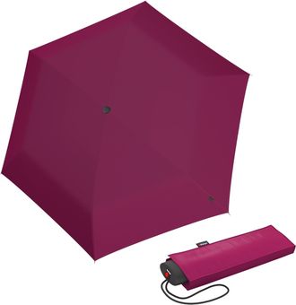 Knirps Regenschirm IS.050 violet mit passender Schirmtasche I kleiner Sturmfest & leichter Taschenschirm