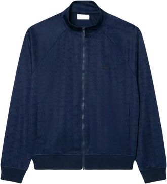 Lacoste Veste zipp&eacute;e en jacquard monogramme - Homme - Sweatshirts et sweats &agrave; capuche - Bleu - Taille: S