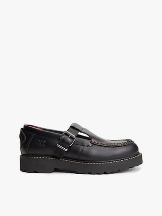 Tommy Hilfiger Chaussures &agrave; bride en T en cuir crant&eacute;es