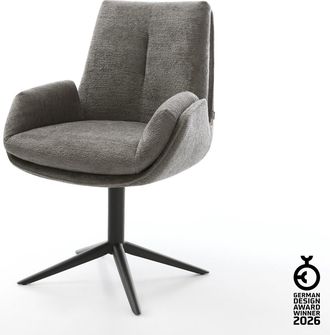 DELIFE Drehstuhl Clea-Flex Boucl&eacute; Soft Schlamm Fu&szlig;kreuz Schwarz 360&deg; drehbar Wippfunktion, Esszimmerst&uuml;hle