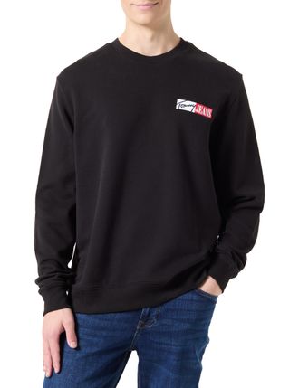 Tommy Jeans Herren Sweatshirt Entry Graphic Rundhalsausschnitt, Schwarz (Black), XS