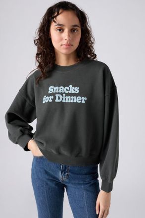Levi's Sweat Shirt Col Rond Graphique Vintage Boxy - Femme - Noir / Snacks For Dinner - XS
