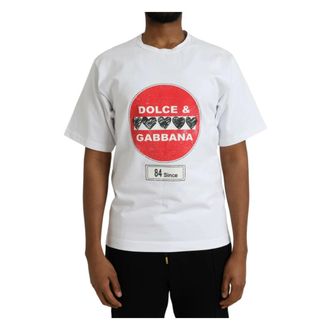 Dolce & Gabbana Homme, Tops, Blanc, Taille: XS T-shirt col rond Amor Heart