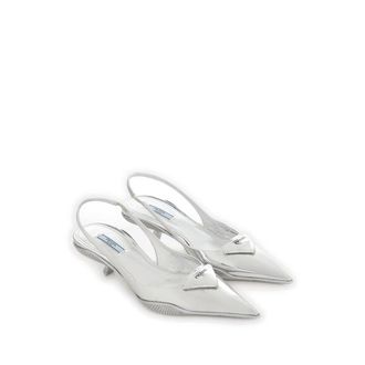 Prada Sling-back en cuir m&eacute;talis&eacute;