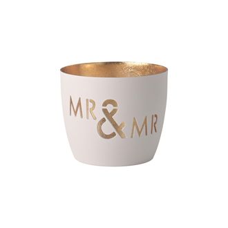 Giftcompany Windlicht Madras MR & MR weiß Gold Eisen Höhe 8,5 cm