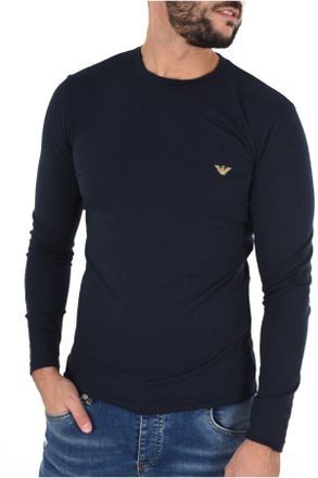 Emporio Armani Herren Shiny Logoband Crew Neck Long Sleeve T-Shirt, Marineblau, L