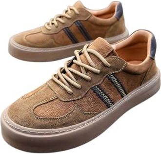 Generic Chaussures r&eacute;tro d&eacute;contract&eacute;es en cuir v&eacute;ritable doux et confortable pour homme, kaki, 39 1/3 EU