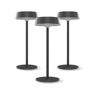Calex Parma Lampe de Table Solaire, Lot de 3, Lumi&egrave;re Sans Fil, Int&eacute;rieur & Ext&eacute;rieur, Rechargeable, &Agrave; Piles, Contr&ocirc;le Tactile, Variable, Noir