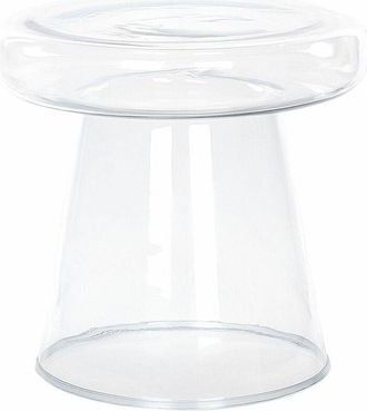 Beliani Beliani - Beistelltisch Transparent Glas Gl&auml;nzend Hoch Rund 39 cm T-Form Pilzform Konisch Retro-Stil Couchtisch f&uuml;r Pflanzen Wohnzimmer Ausstattung