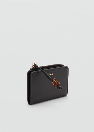 Mango Petit portefeuille &agrave; perles chocolat - Femme - Taille unique - MANGO