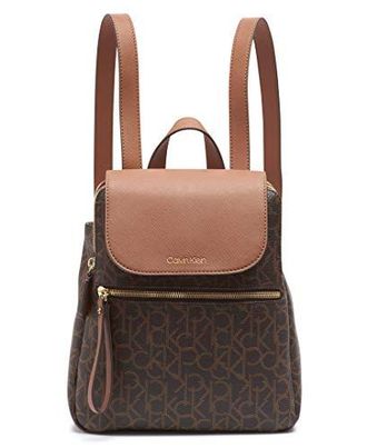 Calvin Klein Elaine Signature Sac à Dos à Rabat, Marron kak/Bagage, Taille Unique Mixte