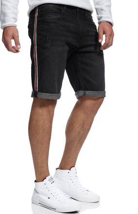Indicode Herren Fife Jeans Shorts mit 5 Taschen | Herrenshorts Used Look f&uuml;r M&auml;nner Black, S