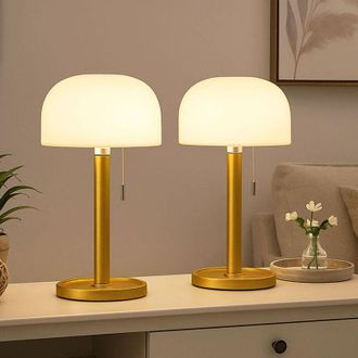 Globo Lighting Globo Lighting - Lampe de table en bambou Lampe de table en laiton led Lampe de salon IP44 Lampe dappoint Lampe champignon, 1,5W 80lm blanc chaud