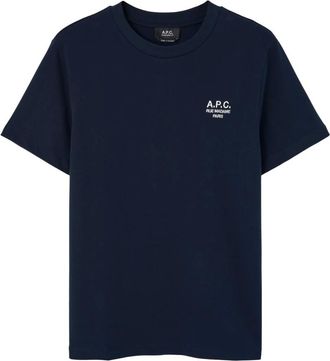 A.P.C. A.p.c., Homme, Tops, Bleu, Taille: XL T-shirt Logo Brod&eacute;