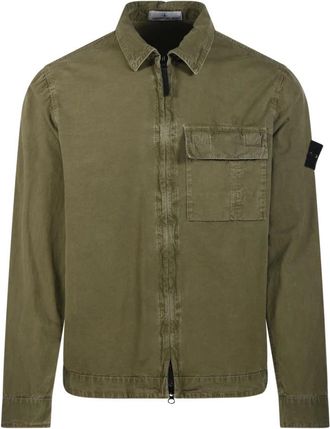Stone Island Homme, Vestes, Vert, Taille: L Logo Patch Overshirt