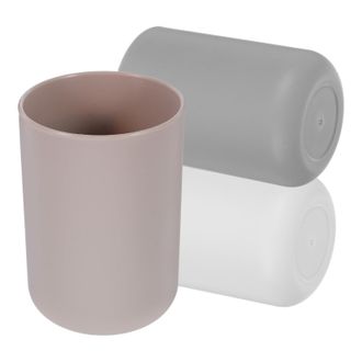 Angoily 3 St&uuml;ck Bruchsichere Zahnputzbecher aus Kunststoff 3 Farben Wei&szlig; Grau Braun Mundsp&uuml;lbecher und Zahnb&uuml;rstenhalter f&uuml;r Reisen und Badezimmergebrauch