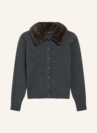 s.Oliver Black Label S.Oliver Black Label Strickjacke Mit Kunstfell grau