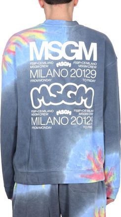 Msgm Logo-Print Cotton Sweatshirt - Multicolor