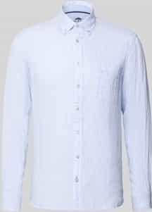 Fynch-Hatton Slim Fit Leinenhemd mit Button-Down-Kragen