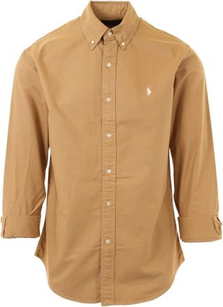 Polo Ralph Lauren Homme, Chemises, Brun, Taille: XL Chemise Oxford Teinte en Pi&egrave;ce Coupe Personnalis&eacute;e